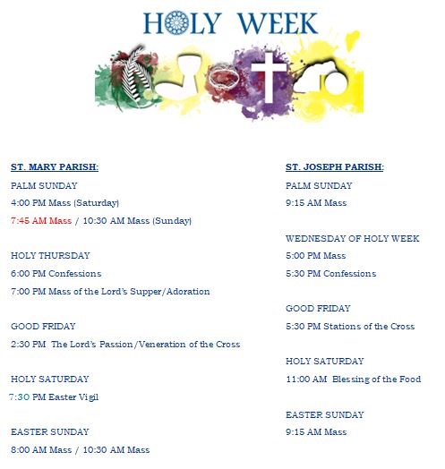 Holy Week Schedule > St. Marys Catholic Church